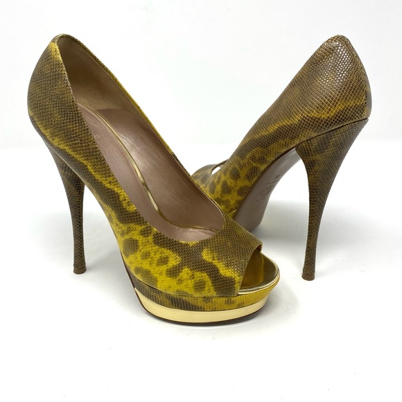 Versace | Shoes | Versace Snake Peep Toe Platform Heels | Poshmark